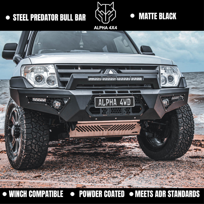 Alpha Predator Steel Bull Bar for Mitsubishi Pajero NS NT NX NW 2007+ – ALPHA 4X4